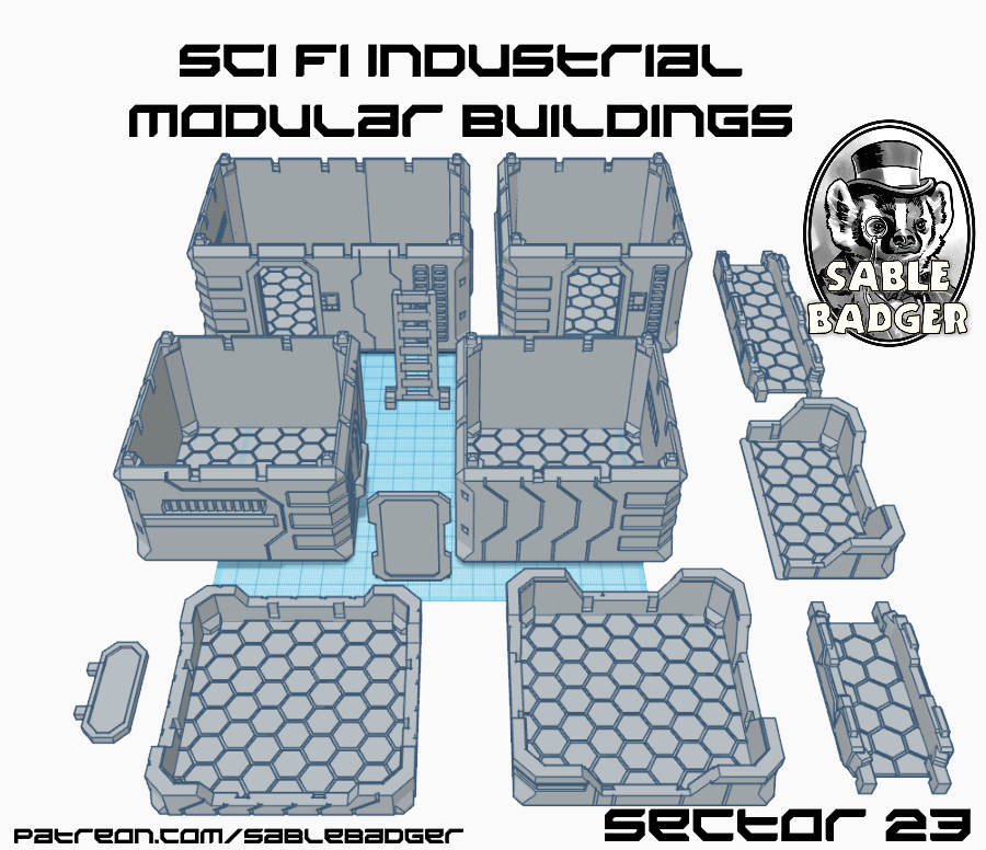 Sector 23 - Sci Fi Modular Buildings - Sablebadger 3D Gallery